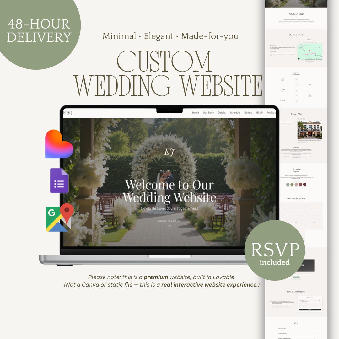 Wedding Website Template + Customization, Lovable Editable Site With ...