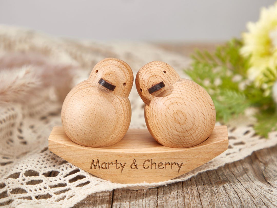 Cute Wooden Duck Decor,duck Couple Ornament,wooden Carving Couple ...
