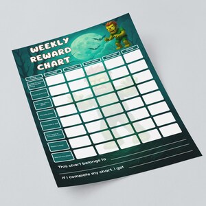 Roblox Zombie Reward Chart for Kids – Weekly Behavior Chore Tracker ...