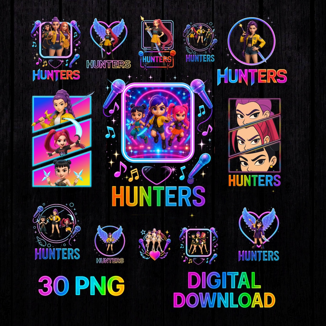 K-pop Demon Hunters Neon PNG Clipart Bundle (digital Download) - Etsy