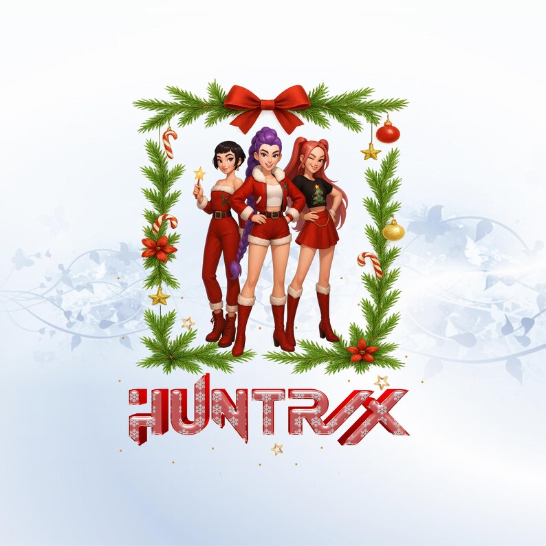 K-POP Demon Hunters Christmas Clipart | Anime Girls PNG Set (digital ...