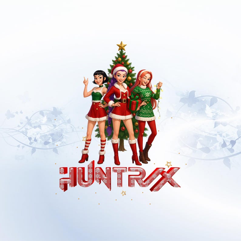 K-POP Demon Hunters Christmas Clipart | Anime Girls PNG Set (digital ...
