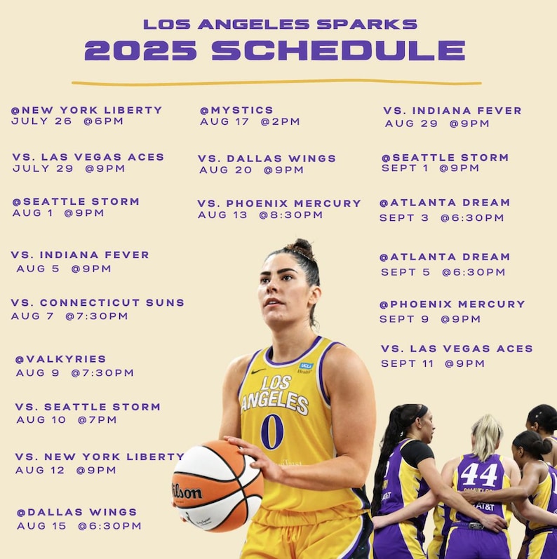 2025 Los Angeles Sparks WNBA Season Schedule - Etsy