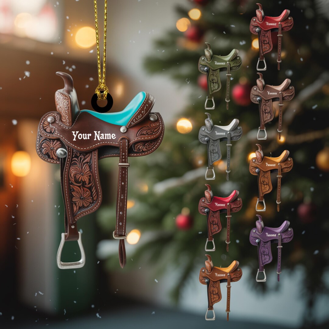 Personalized Horse Saddle Ornament 2025 – Custom Cowboy Christmas ...