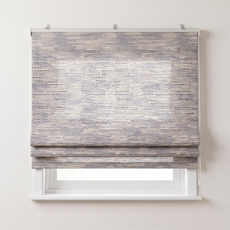 Blue and Ivory Raised Dot Roman Shade, Custom Textured Blind for ...