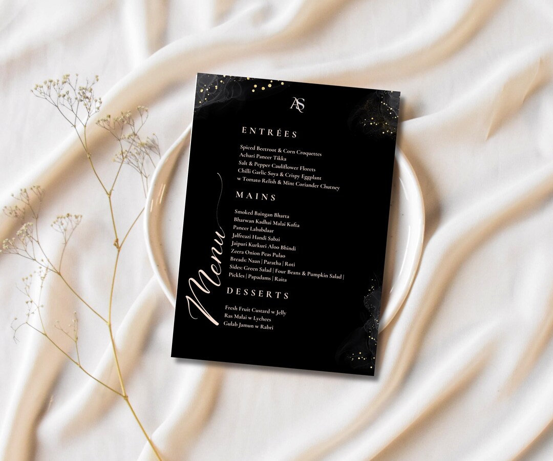 Wedding or Event Menu Card Template Editable Printable Wedding Menu ...