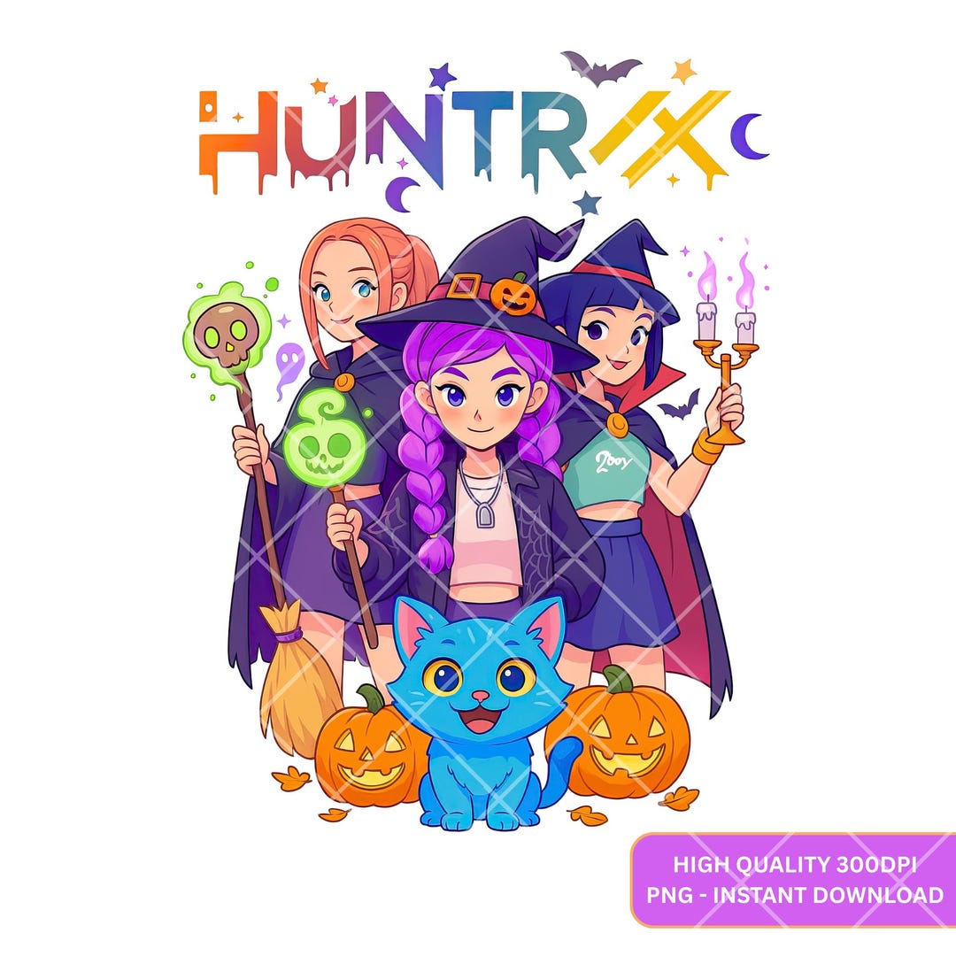 Spooky Huntrix Halloween PNG, Kpop Demon Hunters, Halloween Saja Girls ...
