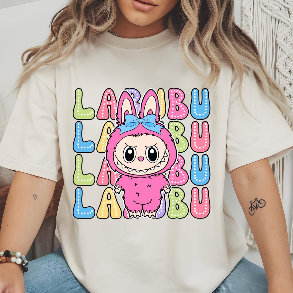 Labubu T Shirt Design Png, Trending Pink Cartoon Character Design ...