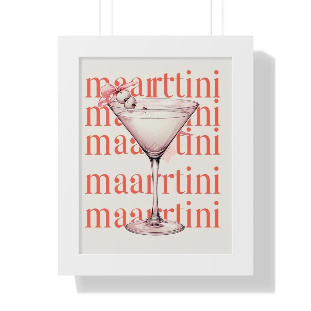 Pink Martini Digital Poster – Feminine Cocktail Wall Art, Glam Bar Cart ...