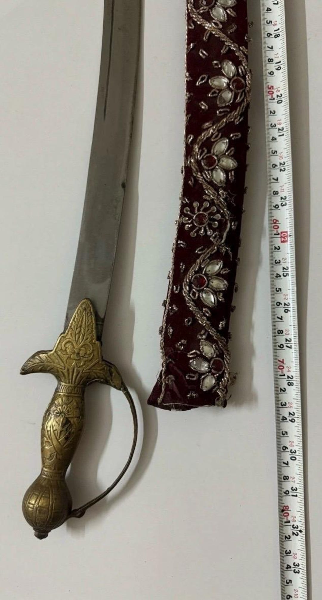 Brass Sword Tulwar Talwar Dagger Khanjar Broad Blade Tegha Damascus ...