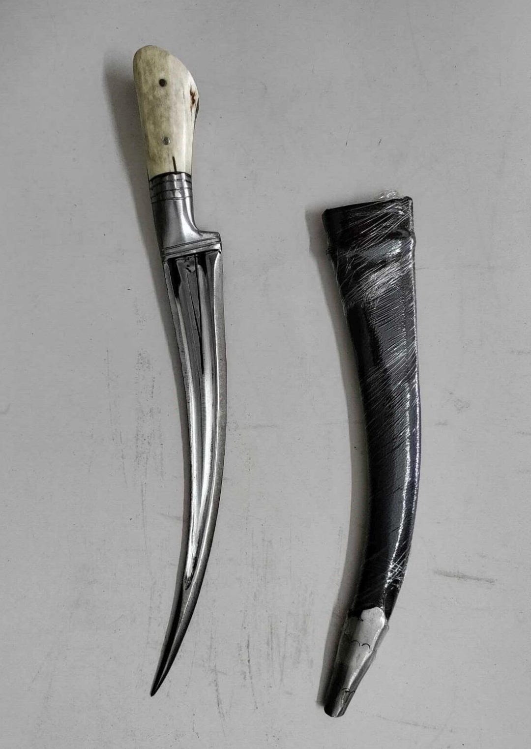 Antique Vintage Sword Dagger Shank Cleaver Poniard Dirk Damascus Carbon ...