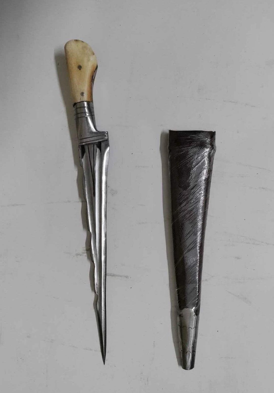 Antique Vintage Sword Dagger Shank Cleaver Poniard Dirk Damascus Carbon ...