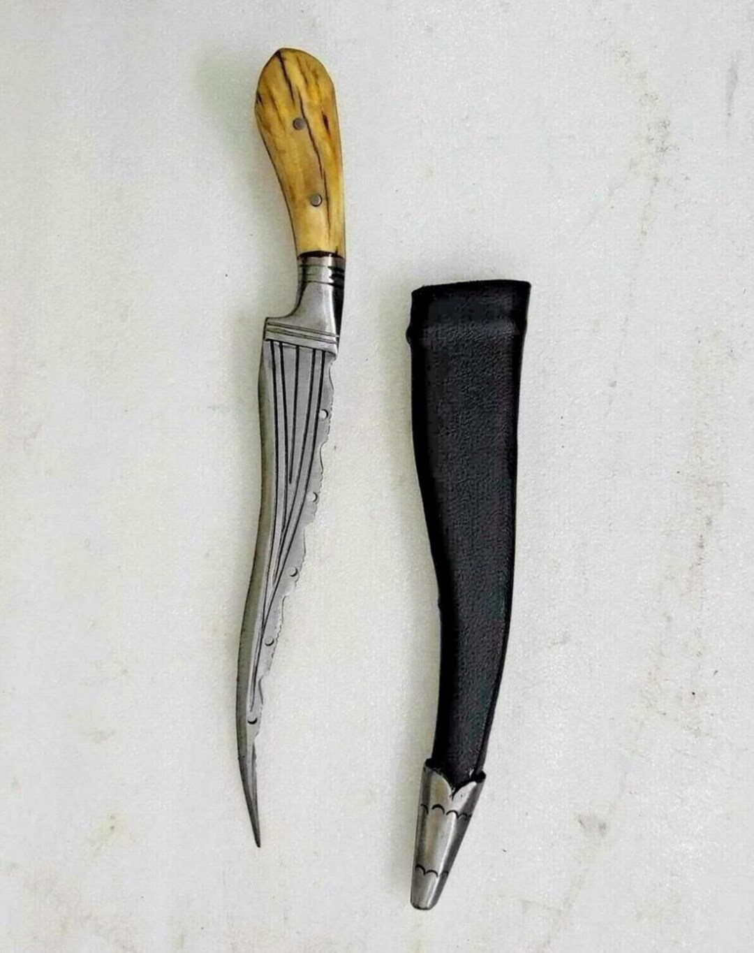 Antique Vintage Sword Dagger Shank Cleaver Poniard Dirk Damascus Carbon ...
