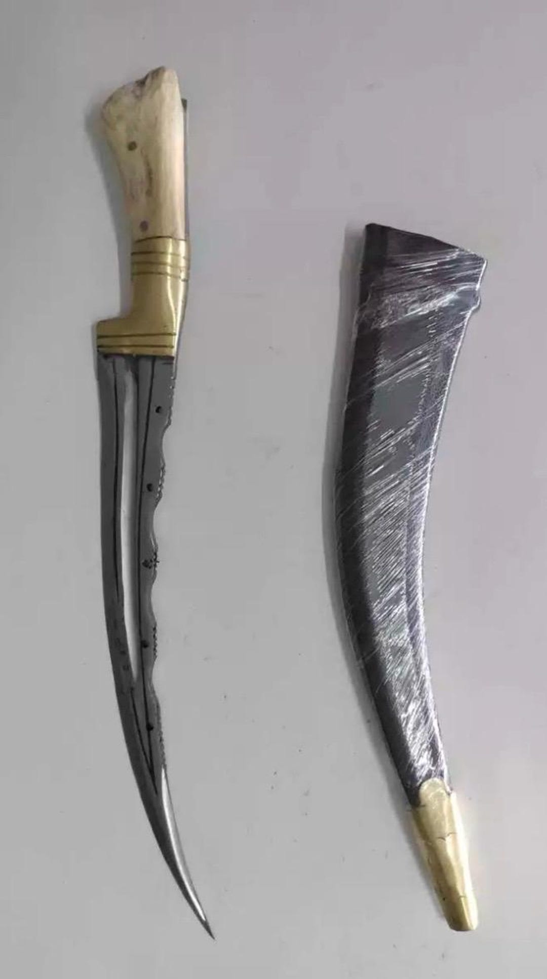 Antique Vintage Sword Dagger Shank Cleaver Poniard Dirk Damascus Carbon ...