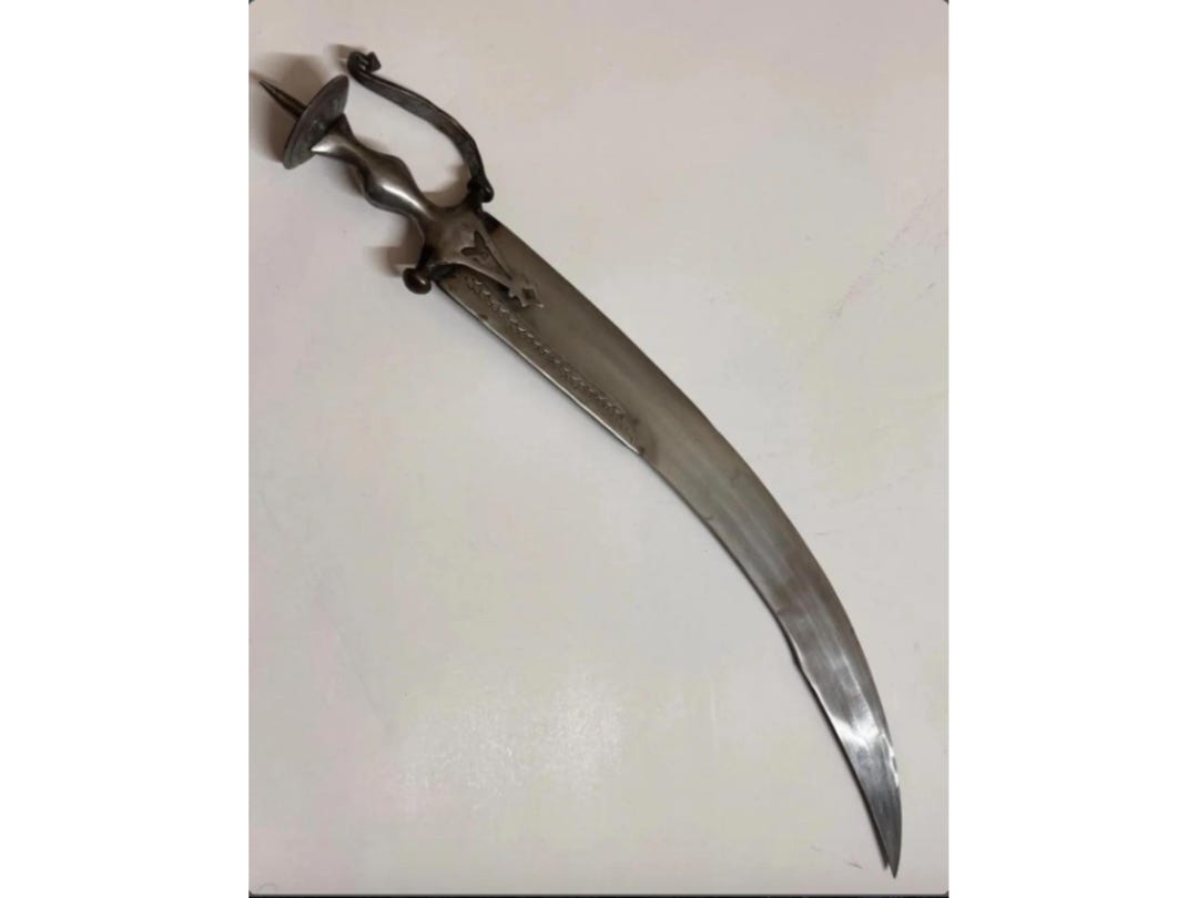 Sword Tulwar Talwar Tegha Broad Blade Damascus Wootz Dagger Khanjar ...