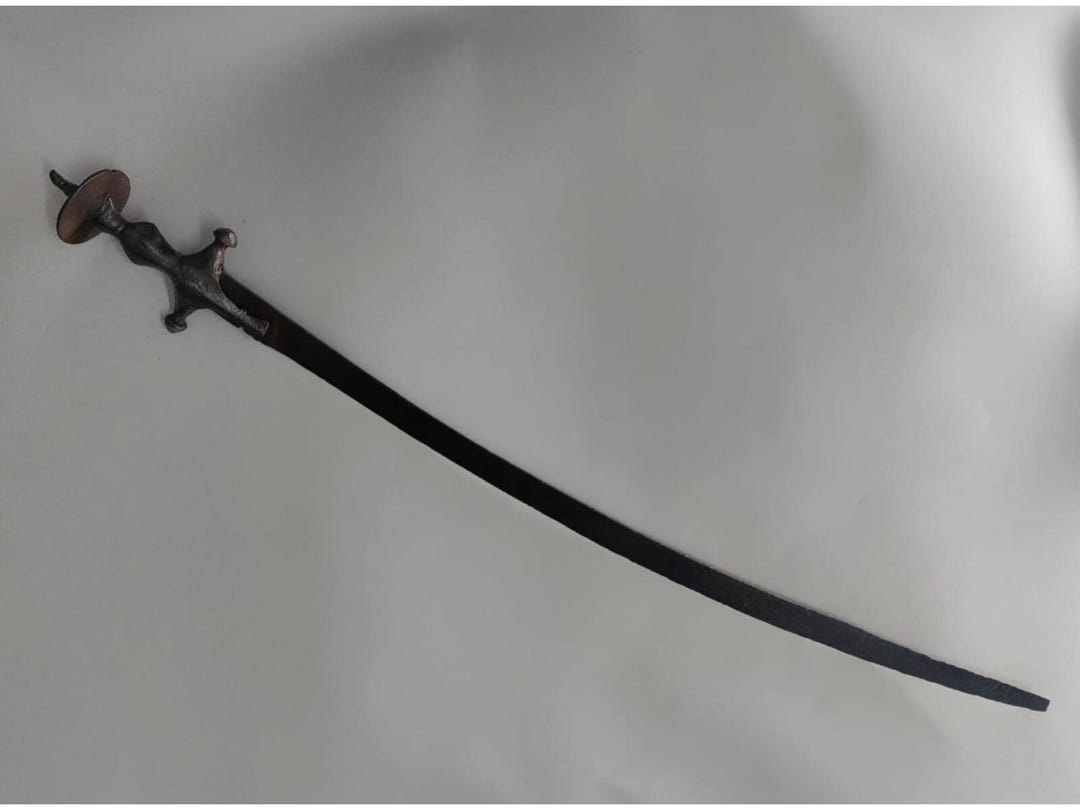 Authentic Antique Sword Fine Slight Curved Damascus Poniard Machete ...