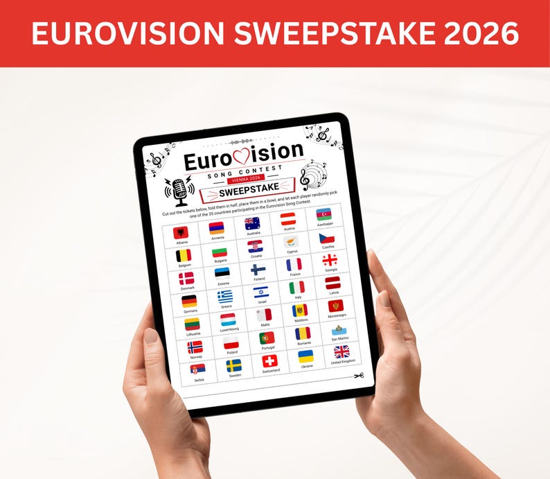 Eurovision 2026 Sweepstake Kit, Eurovision Song Contest Vienna 2026 ...