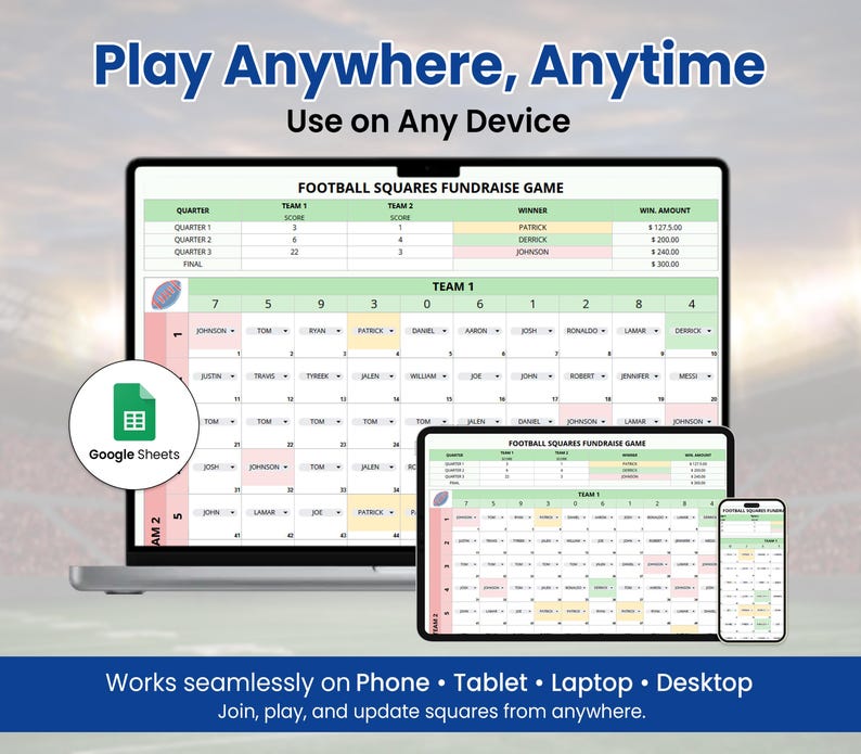 Football Squares Template, 2026 Super Bowl Squares, 100 Square Football ...