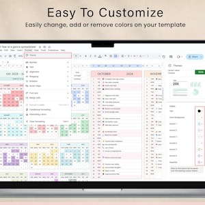 Year at a Glance Calendar Google Sheets & Excel Template, Yearly ...