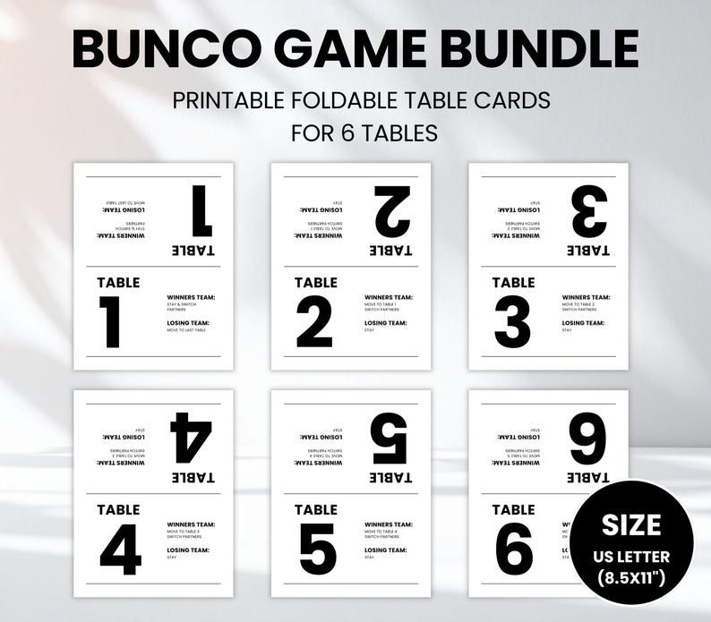 Bunco Score Cards, Printable Bunco Party Game, Bunco Score Sheet, Score ...