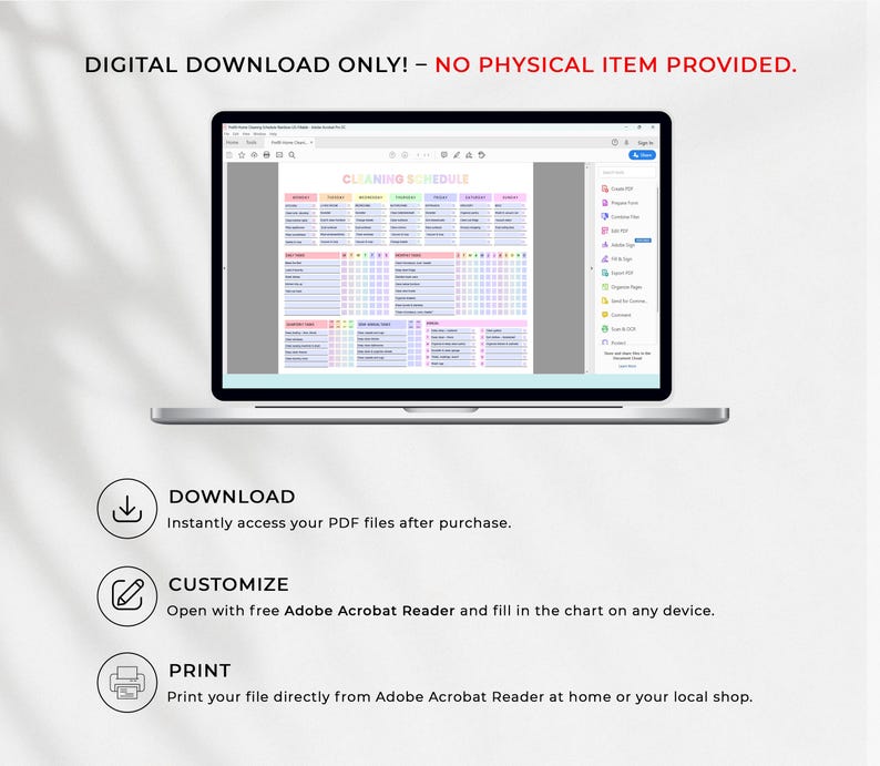 EDITABLE Cleaning Schedule Checklist ADHD Cleaning Planner Household ...