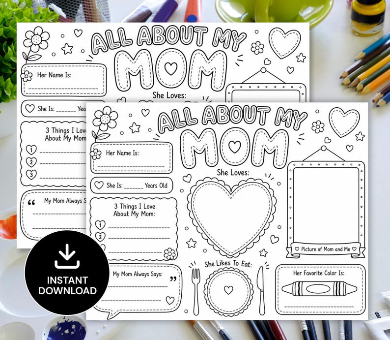 All About My Mom Printable Coloring Page | Mother’s Day Worksheet Kids ...