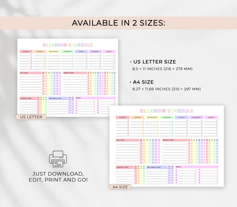 EDITABLE Cleaning Schedule Checklist ADHD Cleaning Planner Household ...