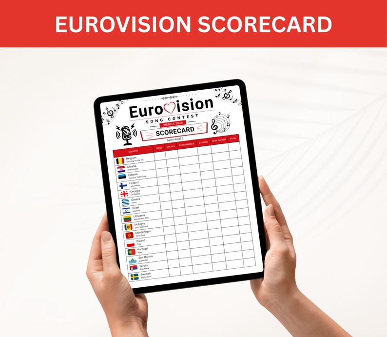 Eurovision 2026 Sweepstake Kit, Eurovision Song Contest Vienna 2026 ...