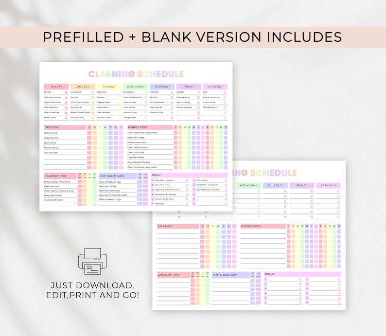EDITABLE Cleaning Schedule Checklist ADHD Cleaning Planner Household ...