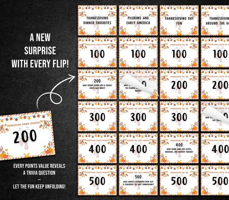 Thanksgiving Jeopardy Game, Printable Thanksgiving Game, Thanksgiving ...
