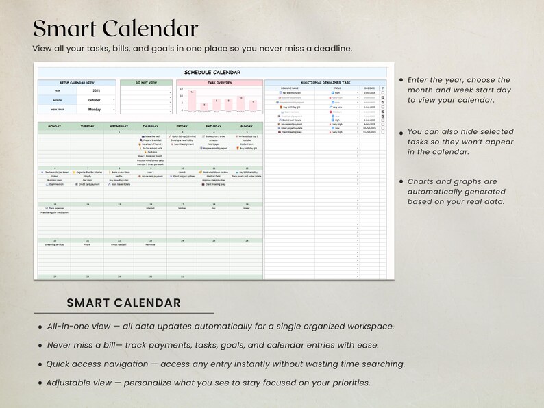ADHD Digital Organizer Planner Googlesheet Budget Tracker Productivity ...