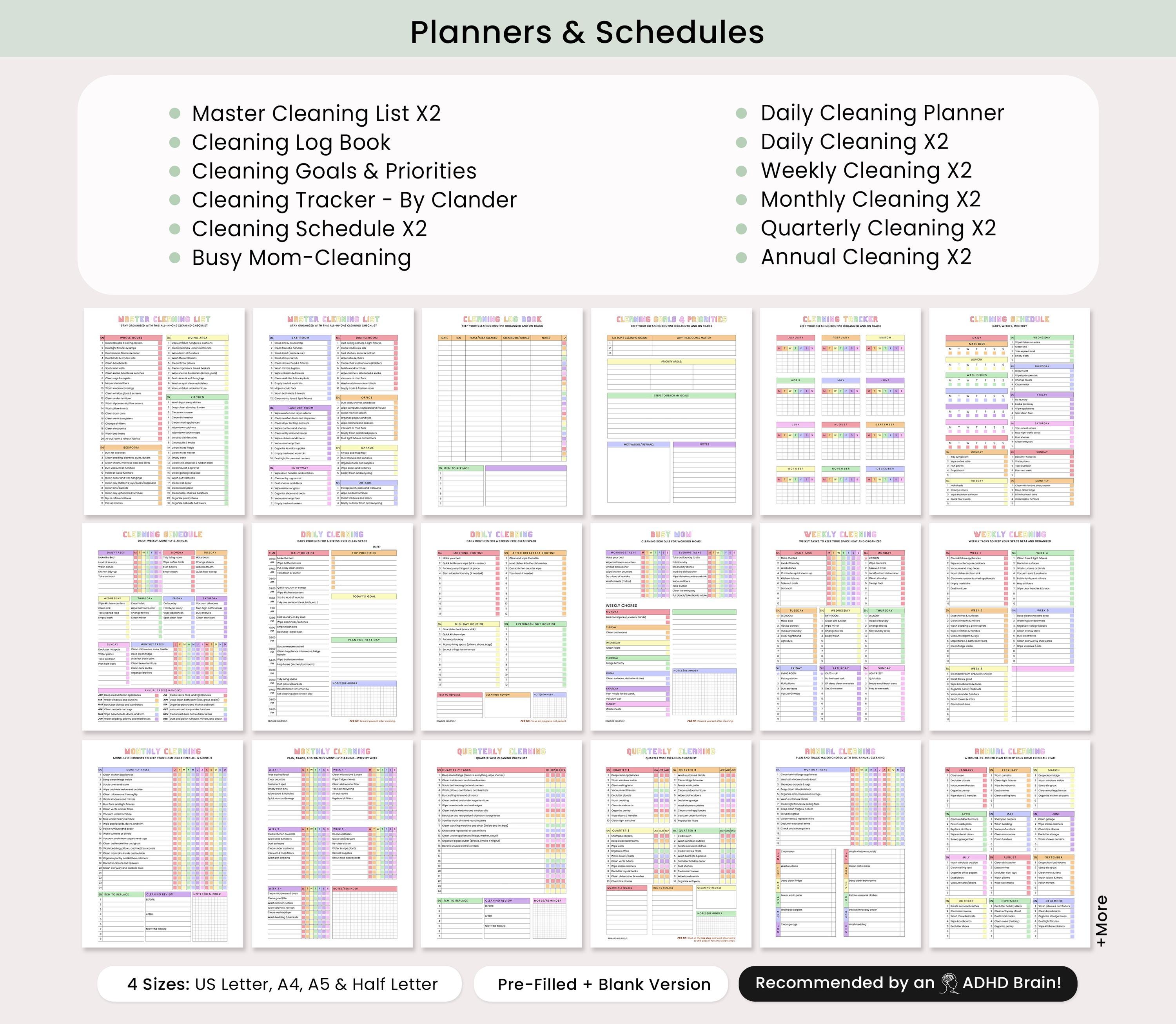 Adhd Cleaning Planner Bundle, Adhd Cleaning Schedule, Adhd Cleaning ...