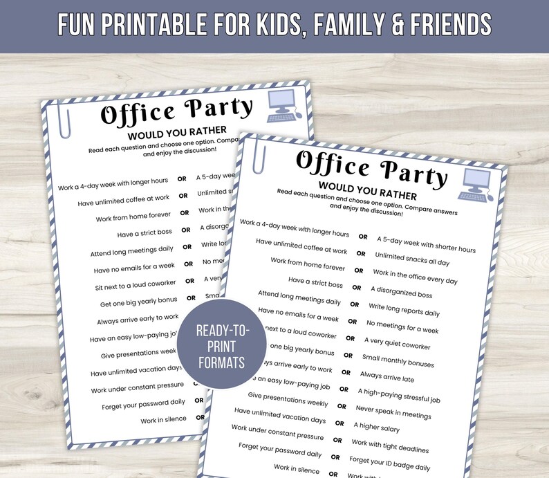 Team Building Would You Rather Game, Office Icebreaker Printable, Fun ...