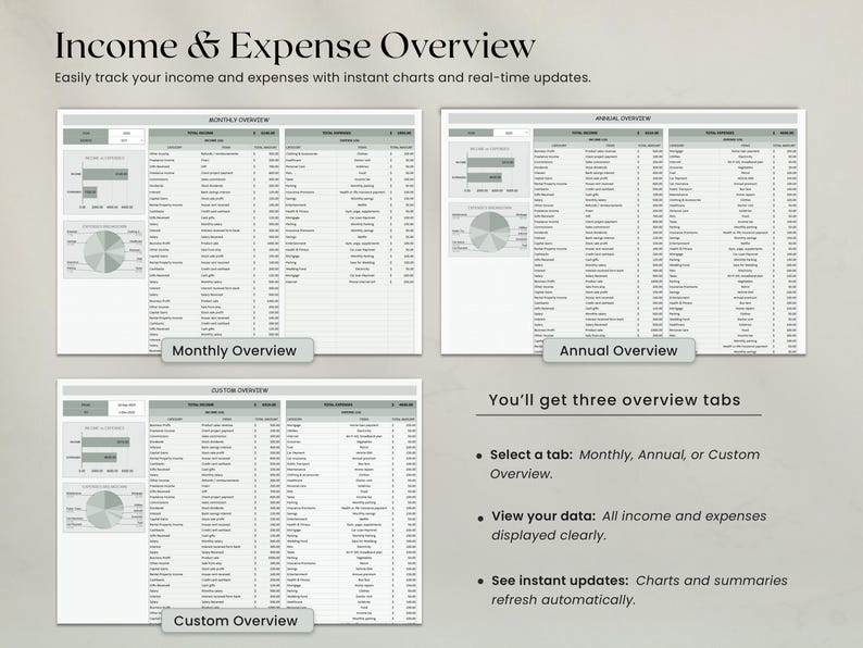 Income and Expense Tracker Spreadsheet, Personal Financial Google ...