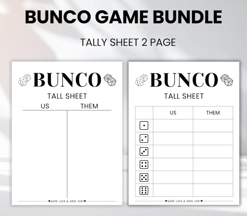 Bunco Score Cards, Printable Bunco Party Game, Bunco Score Sheet, Score ...