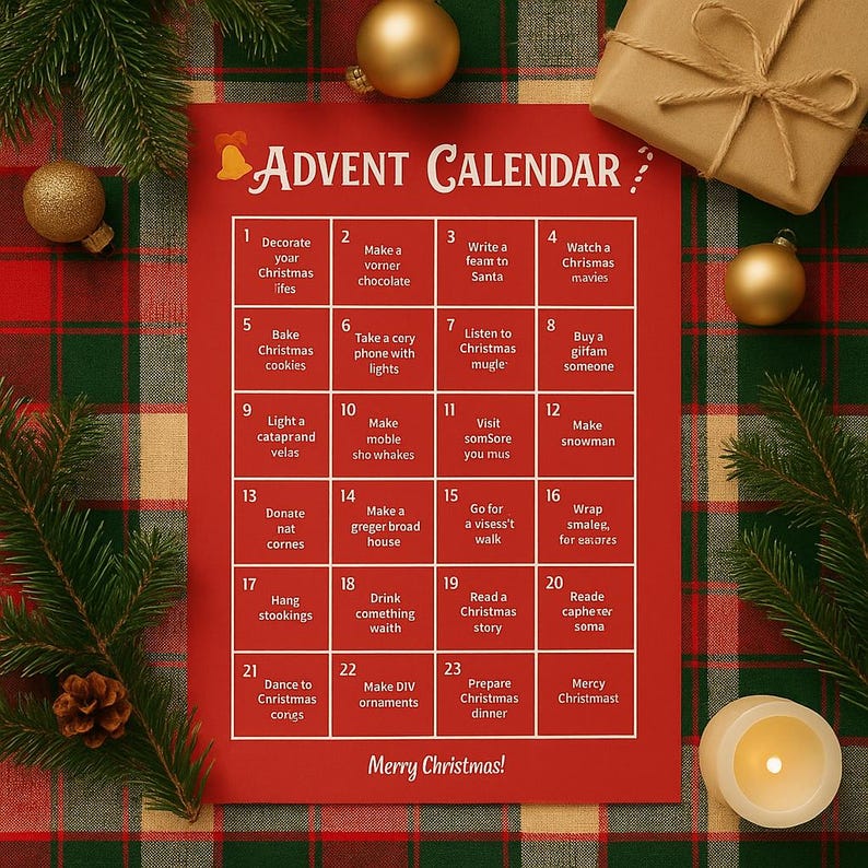 Editable Christmas Advent Calendar, A1 & A2 Wall Print, Printable ...