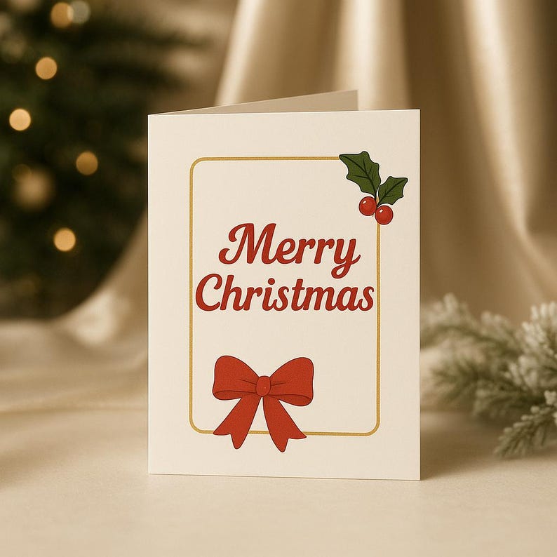 Editable Folded Christmas Card + PNG Christmas Elements | A5 Holiday ...