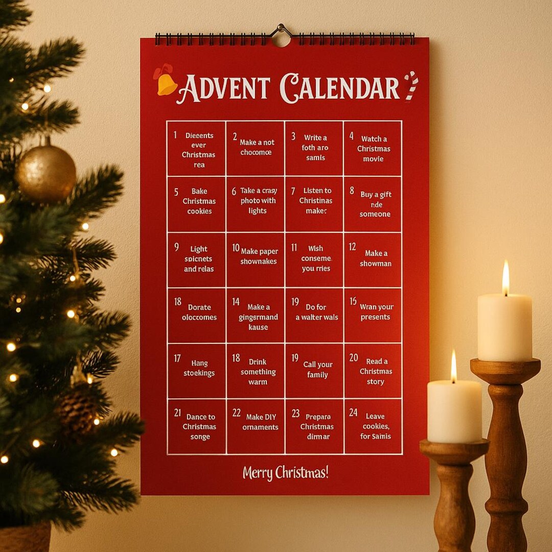 Editable Christmas Advent Calendar, A1 & A2 Wall Print, Printable ...