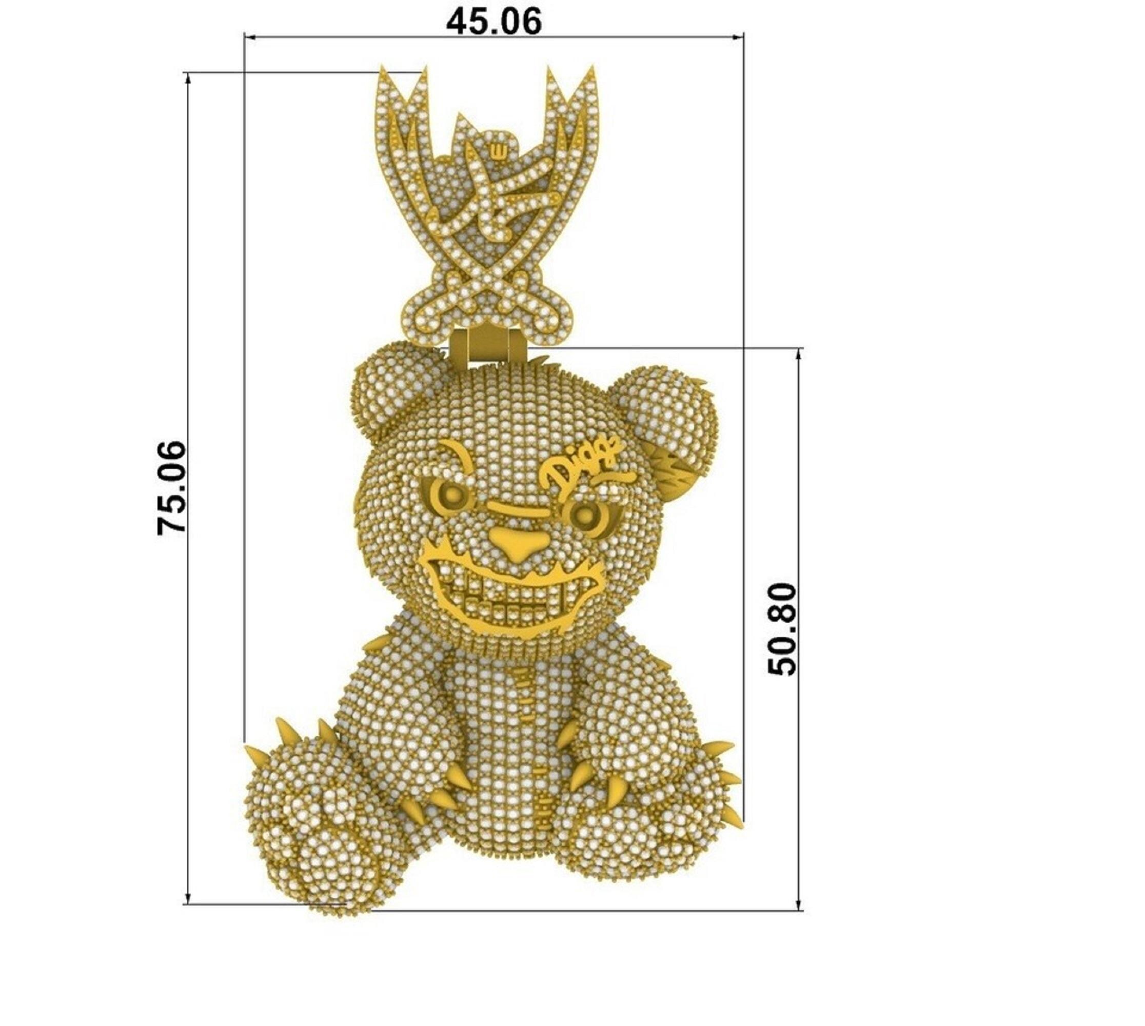 Angry Bear Cartoon Pendant,custom Made Hip Hop Pendants,personalized ...