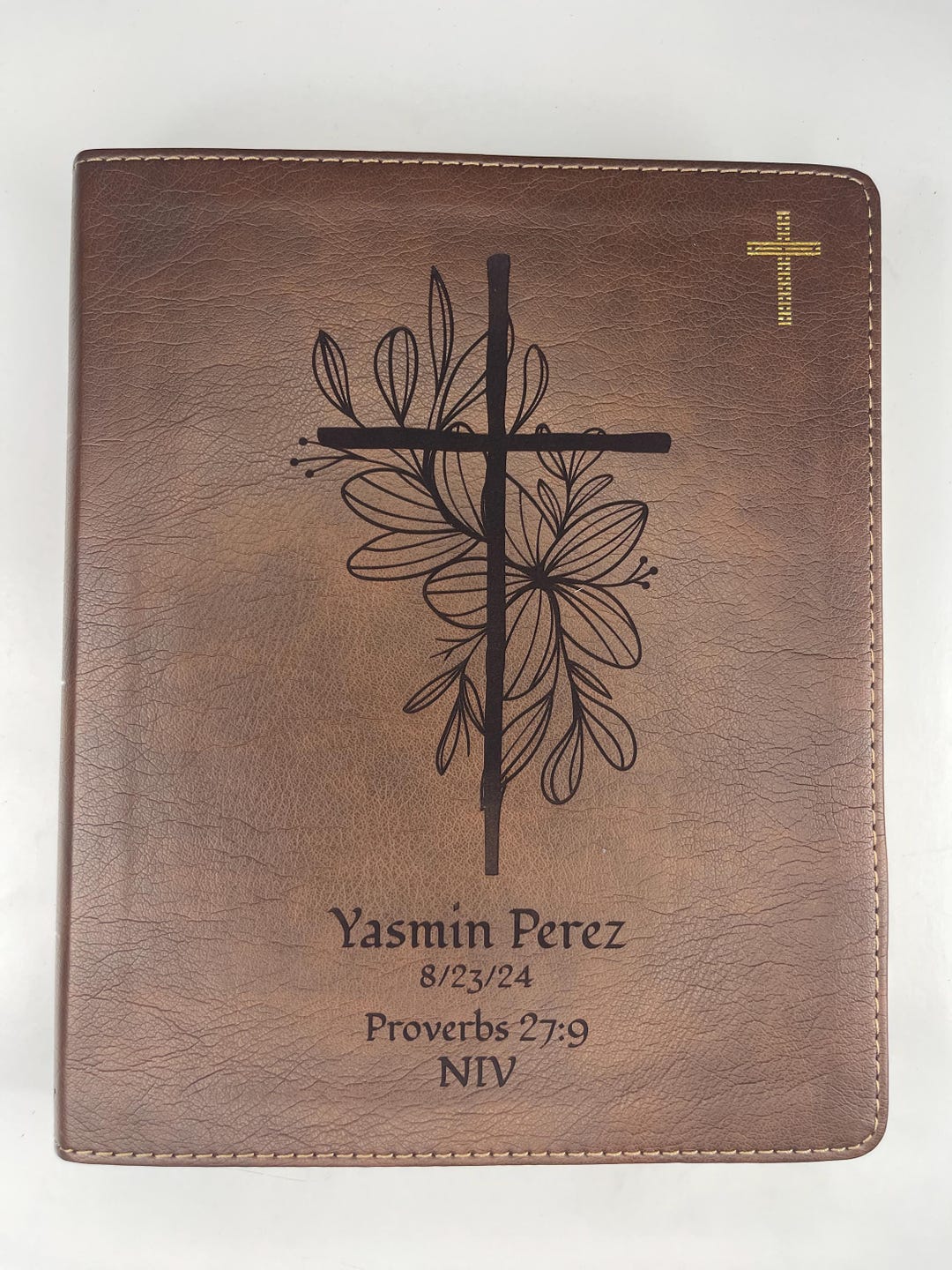 Personalized CSB Bible, Floral Cross Engraved Faux Leather Cover - Etsy