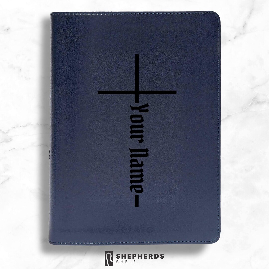 Custom Name in Christian Cross Full Cover Design He Reads Blue Faux ...