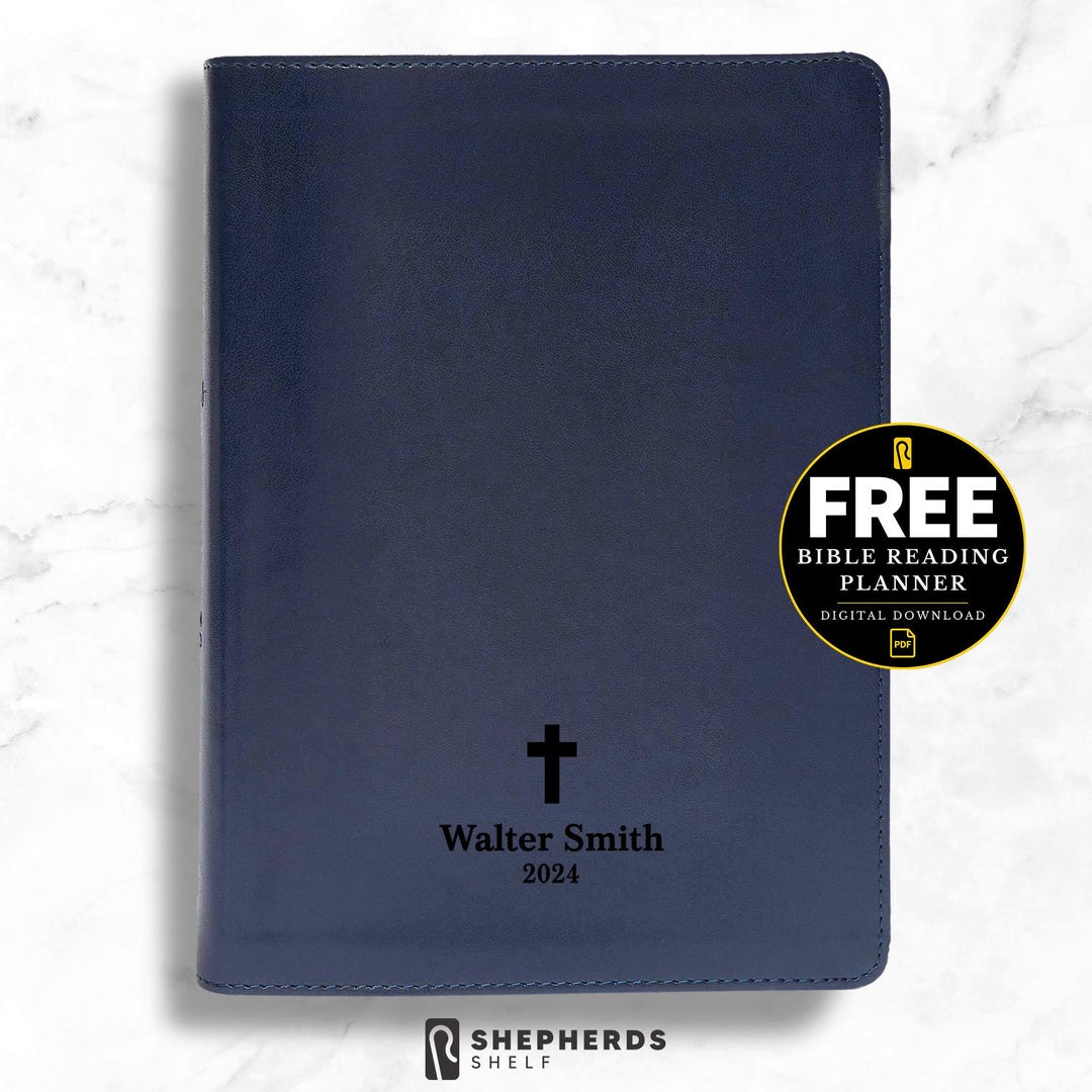 Personalized Gilded Edge Pages CSB Bible: Navy Blue Faux Leather, Black ...