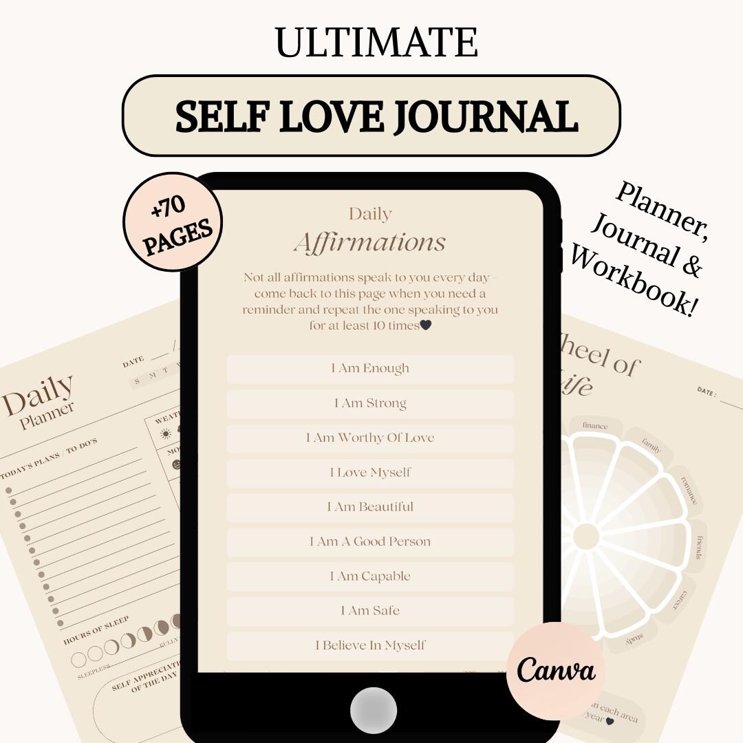 Self Love Journal | Self Care Planner | Self Love Printable & Editable ...