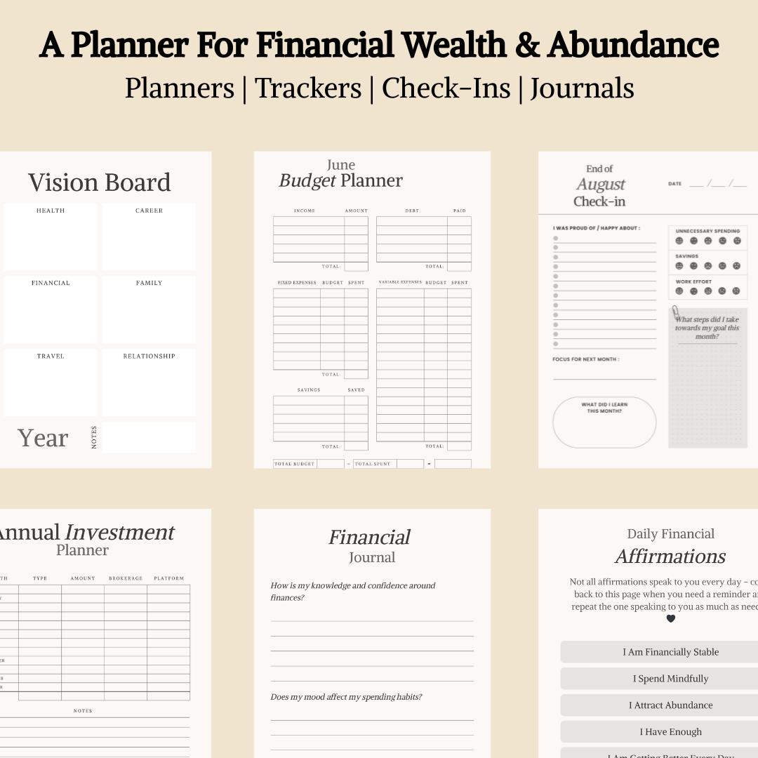 Personal Finance Planner for Women: Budget & Wealth Tracker (PDF ...