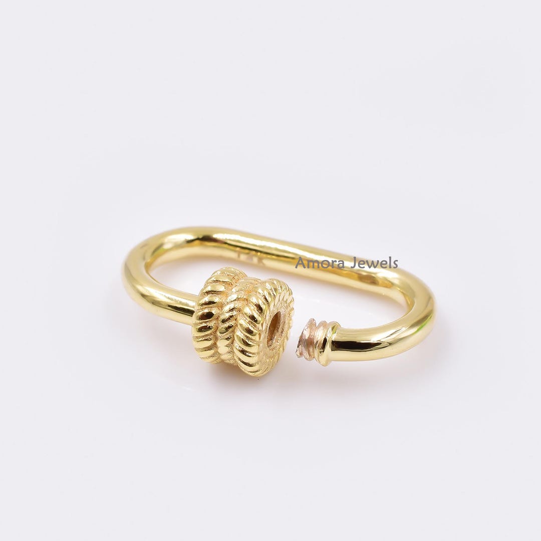 Elegant Twisted Screw Plain Wire Carabiner Lock – 14K Yellow Gold ...