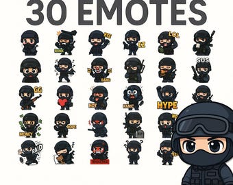 30 Chibi CS2 CT Operator Twitch Emotes | Kick, Discord & Youtube Emote ...