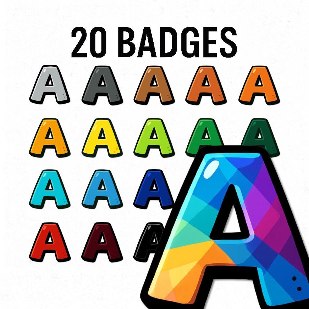 20 Twitch / Kick Loyalty Badges – Letter A – Color Progression ...
