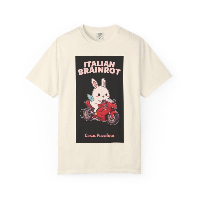 Italian Brainrot Corsa Piccolina Whimsical Bunny Motorcycle T-shirt ...