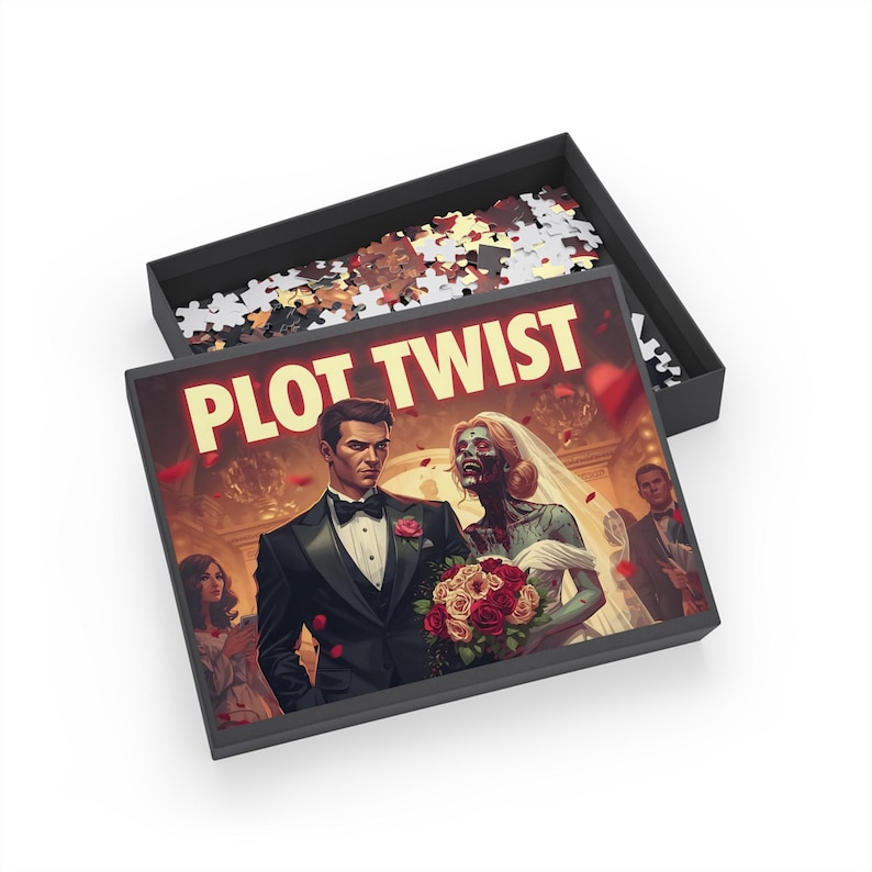 Puzzle of Unexpected Love Plot Twist Zombie Wedding Dark Humor Art ...