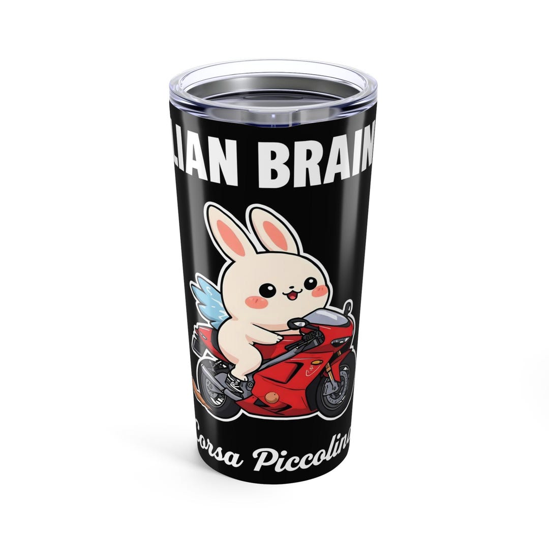 Italian Brainrot Corsa Piccolina Cute Bunny Motorcycle Tumbler, 20oz ...